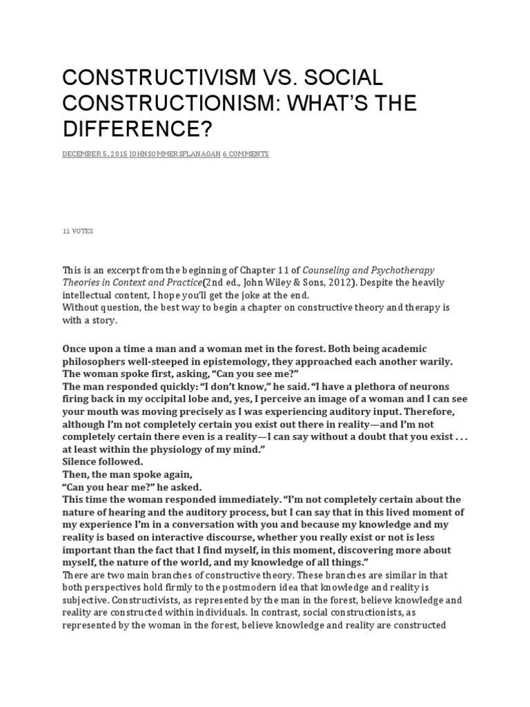 Constructivism Vs | Social Constructionism | Reality