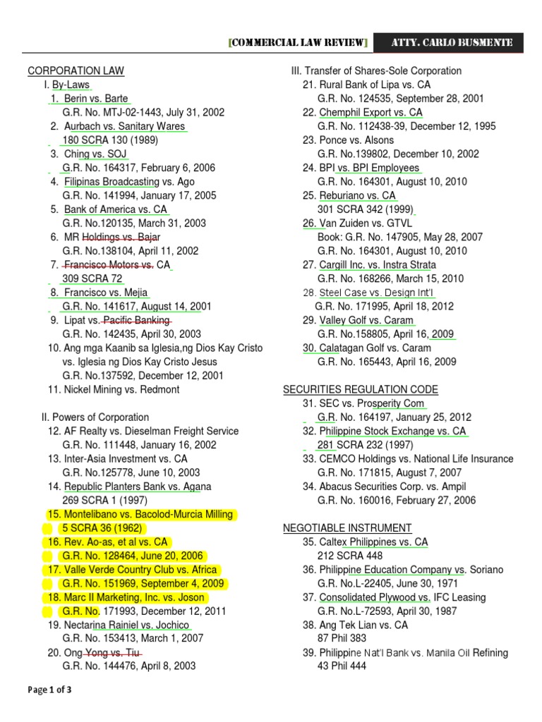 List of Cases | PDF | Corporate Law | Institutional Investors