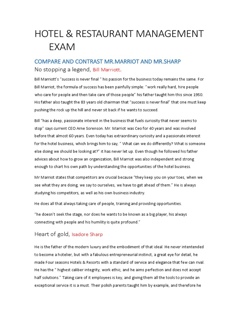 Hotel Management Examen Final Apuntes | PDF | Hotel | Leadership