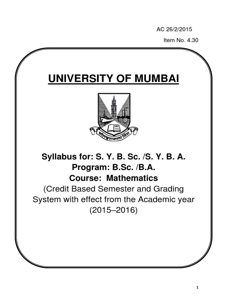 University of Mumbai: Syllabus For: S. Y. B. Sc. /S. Y. B. A. Program ...