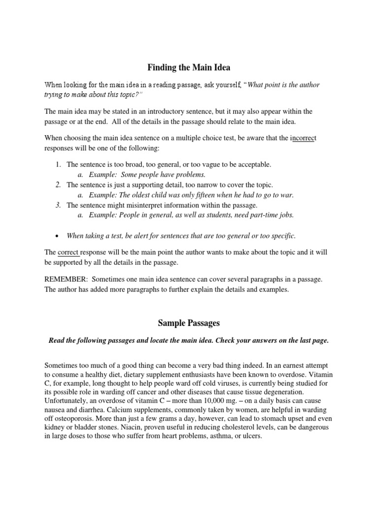 Finding The Main Idea Activity PDF | PDF | Impressionism | Claude Monet