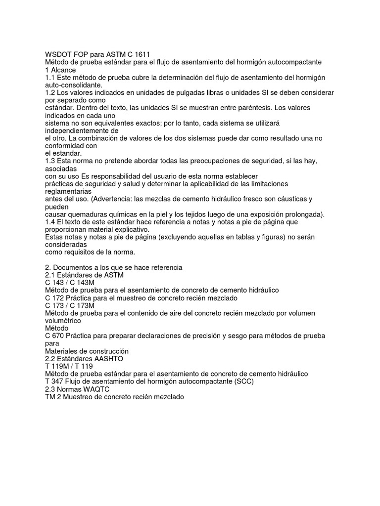 Astm C 1611 Estension de Flujo | PDF | Hormigón | Cemento