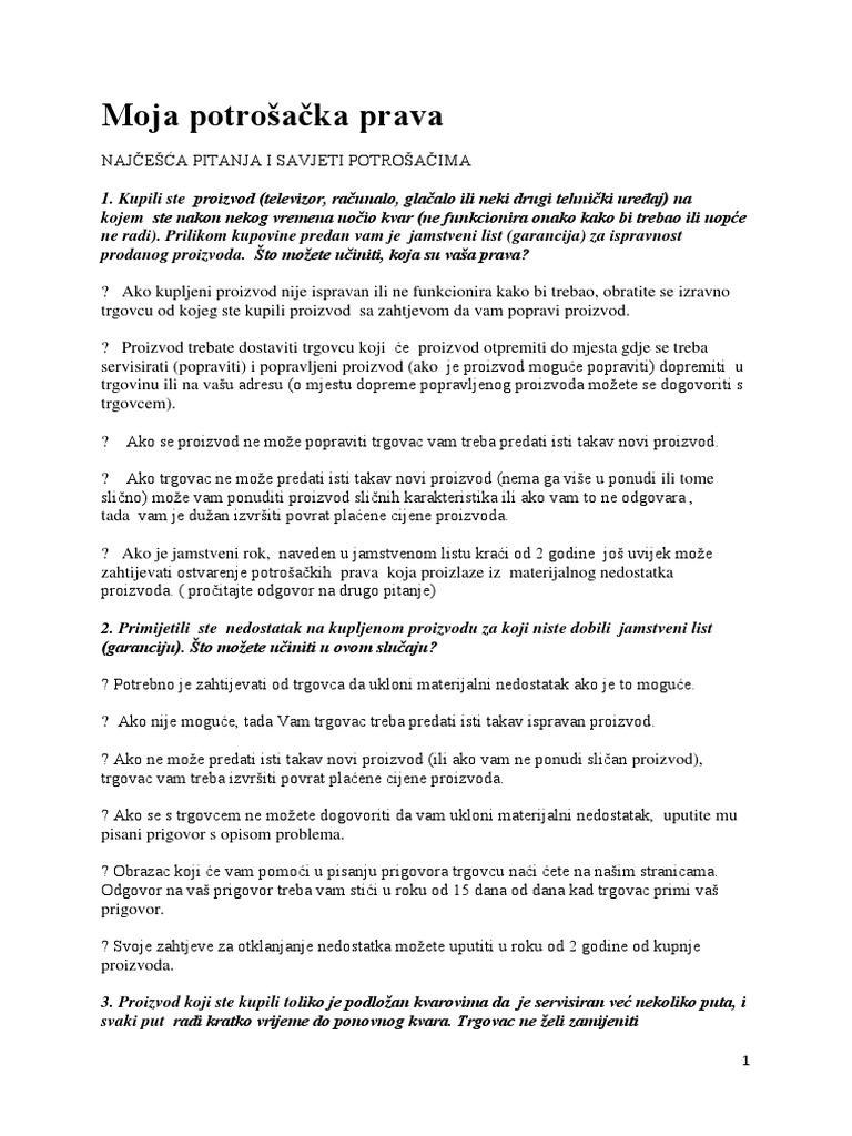 Moja Potrošačka Prava | PDF