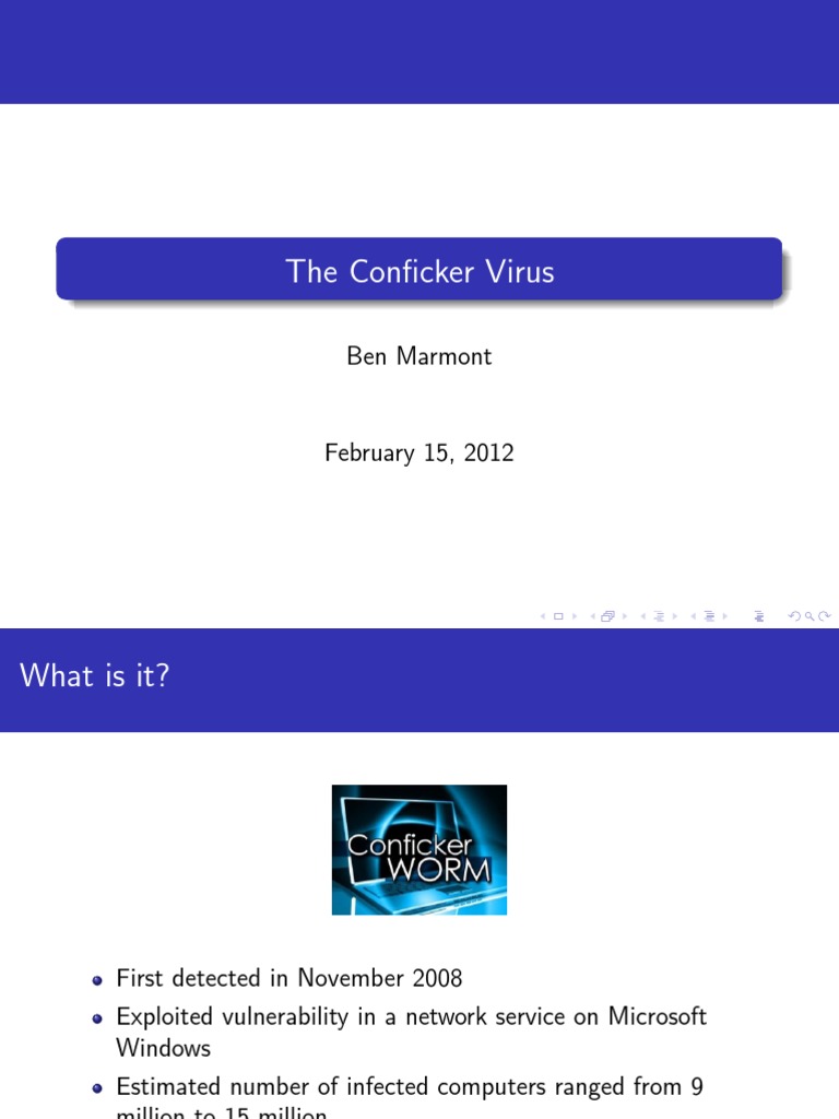 The Conficker Virus: Ben Marmont | PDF | Computer Virus | Crime Prevention
