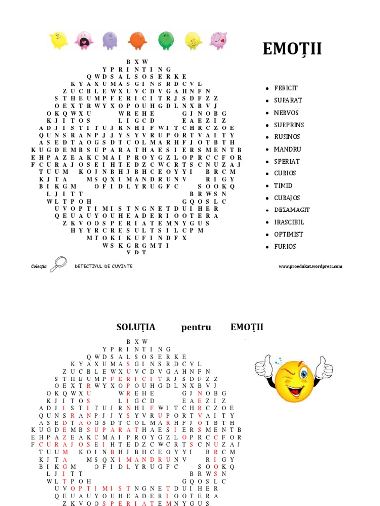 Detectivul de Cuvinte Emotii PDF | PDF