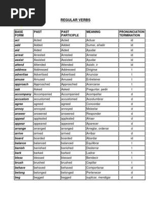 List Of Regular And Irregular Verbs Semantic Units