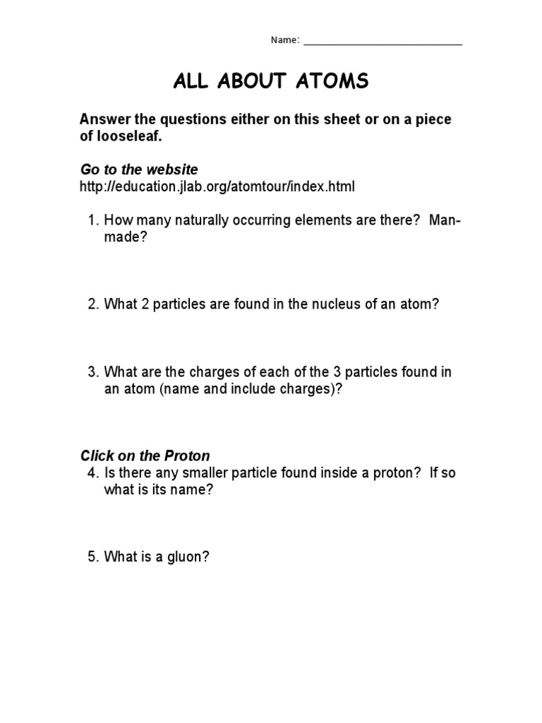 All About Atoms Questions | PDF