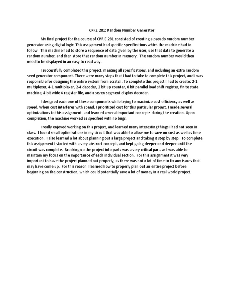 Cpre 281 Project | PDF