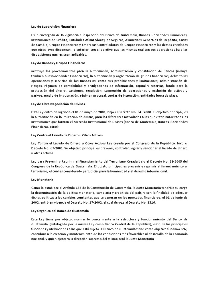 Ley de Supervisión Financiera | PDF | Bancos | Gobierno