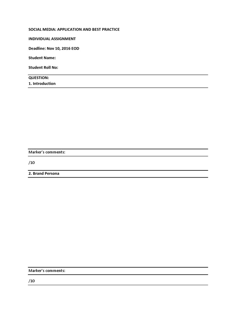 Social Media Assignment Format | PDF