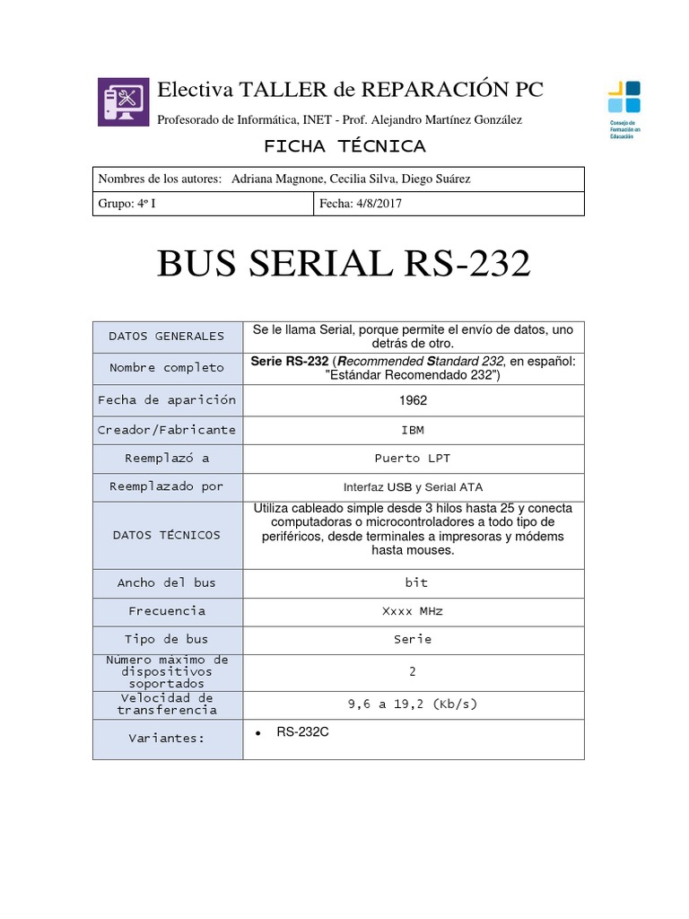 Bus Serial RS-232 y Paralelo SPP | PDF | Equipo de oficina | Bienes ...