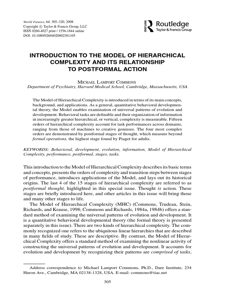 Introduction To The Model of Hierarchical Complexity and Its ...