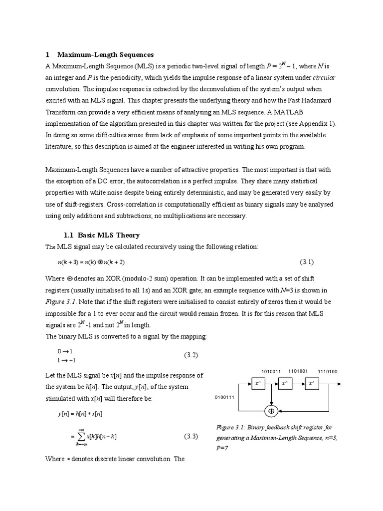 Maximum Length Sequence | PDF | Signal Processing | Mathematical Objects