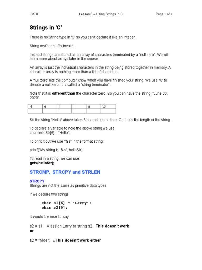 1.05 Using Strings in C | PDF | String (Computer Science) | C ...