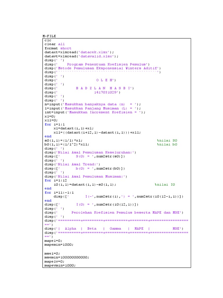 Lampiran Matlab | PDF