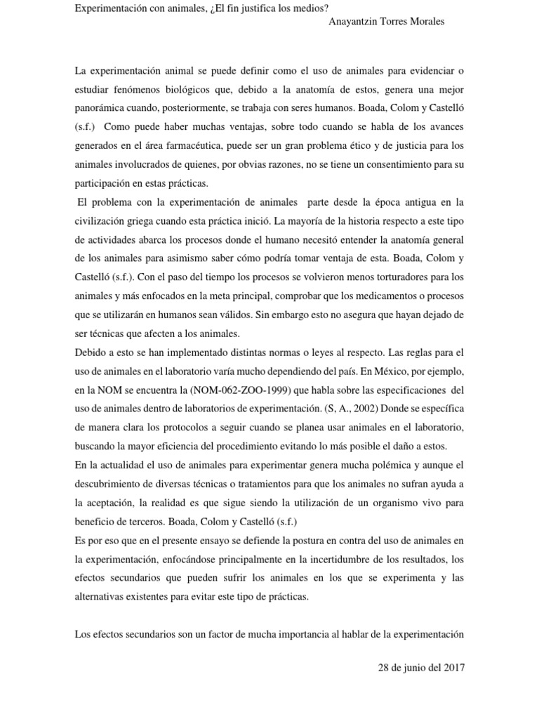 Experimentación Animal | PDF | Pruebas en animales | Ensayos