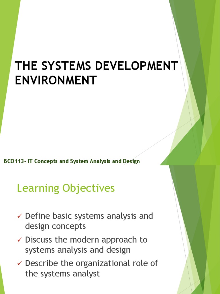 The Systems Development Environment: BCO113-IT Concepts and System ...
