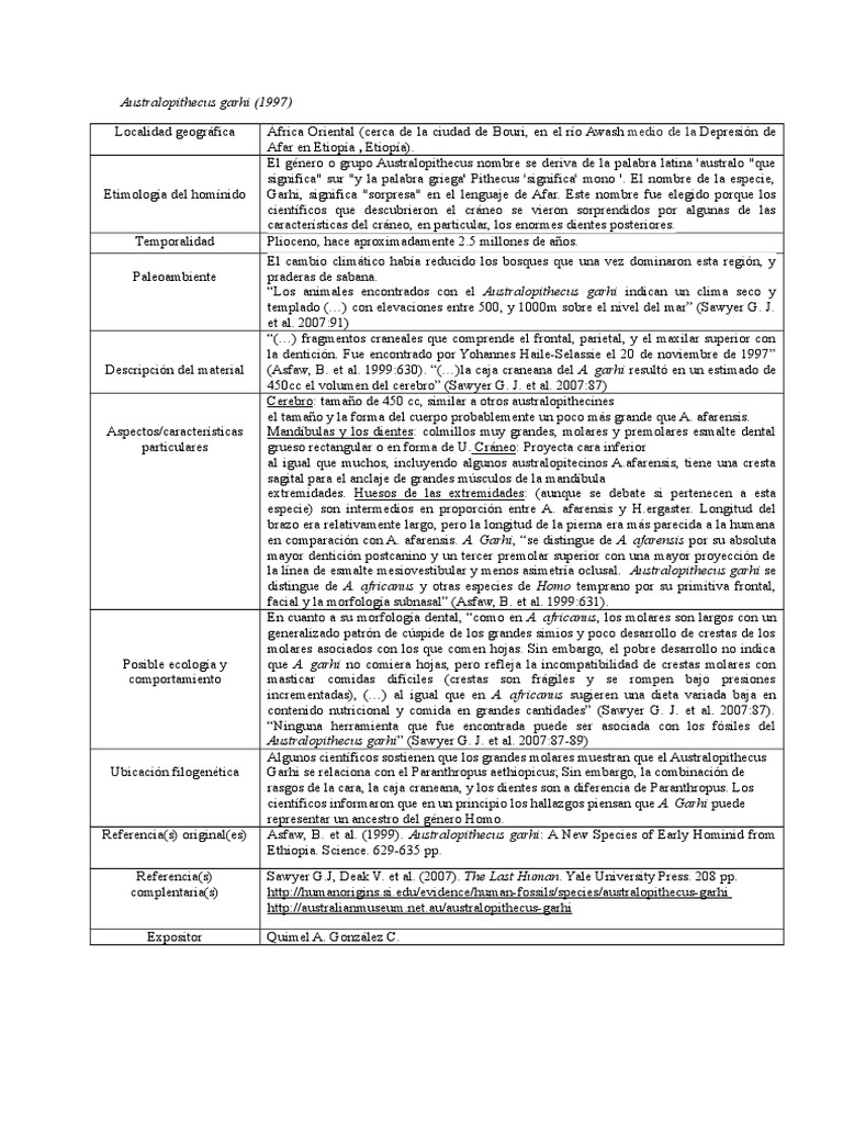 Australopithecus Garhi | PDF | Science | Paleontología