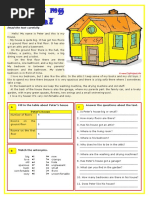 My House: Reading Comprehension Exercises | PDF | Bedroom | Bathroom