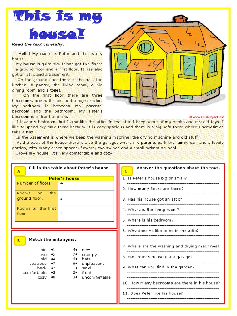 This Is My House Reading Comprehension Exercises 4833 | Download Free ...