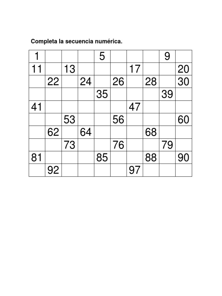 Completa La Secuencia Numérica