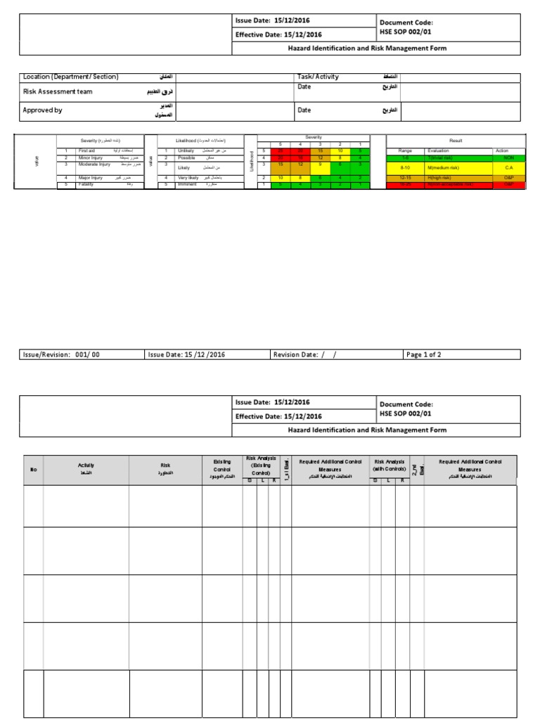 Risk Assessment Form | PDF | Risk | Risk Management