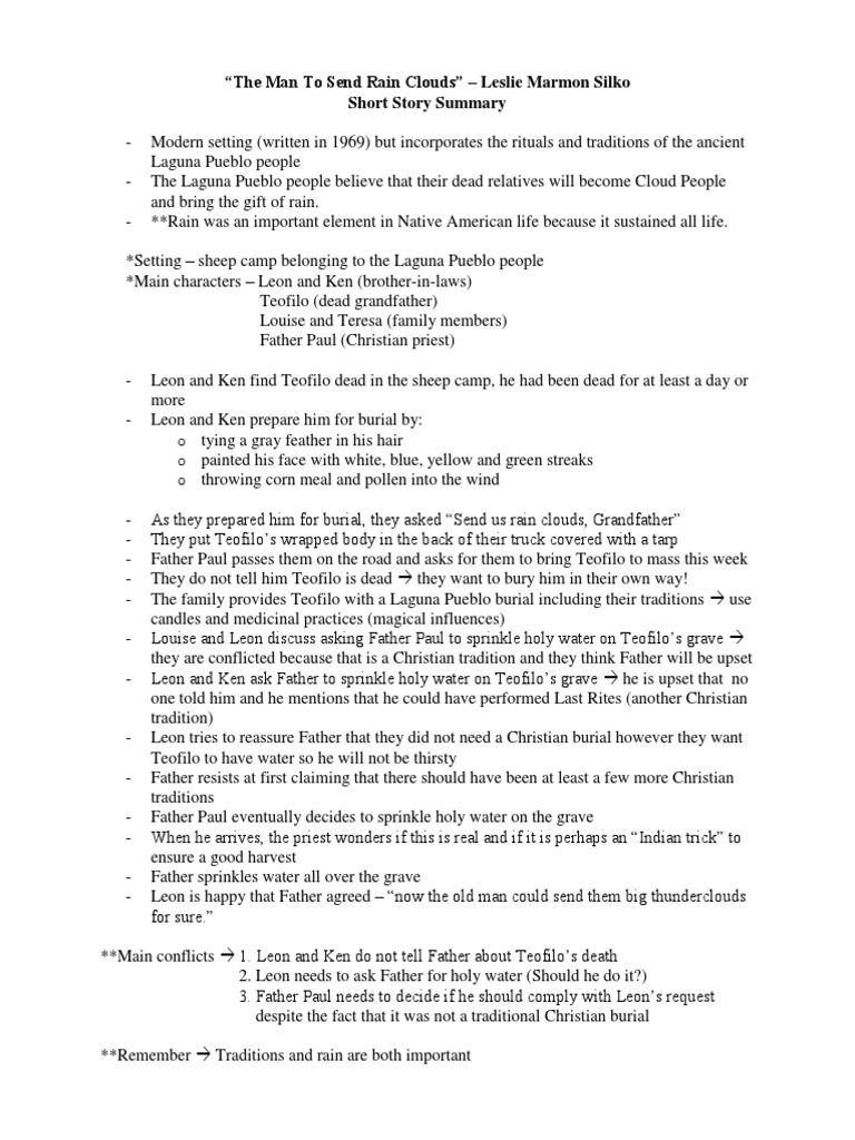 "The Man To Send Rain Clouds" - Leslie Marmon Silko Short Story Summary ...