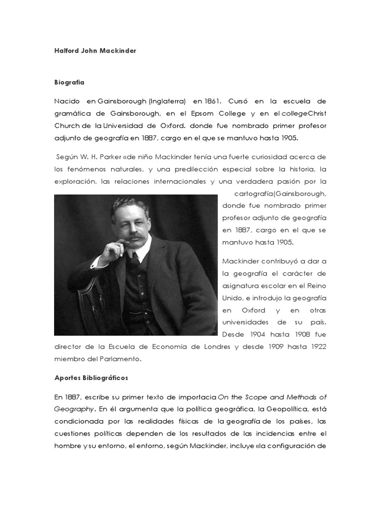 Halford John Mackinder | Ciencia (general) | Ciencia