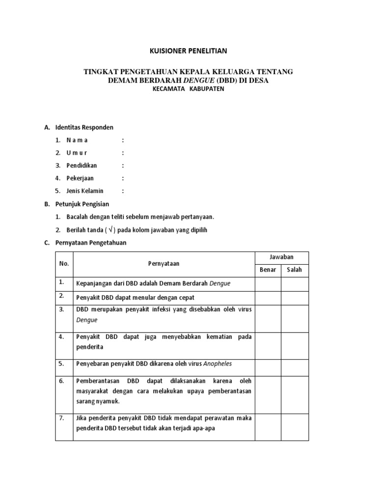 Kuesioner DBD | PDF