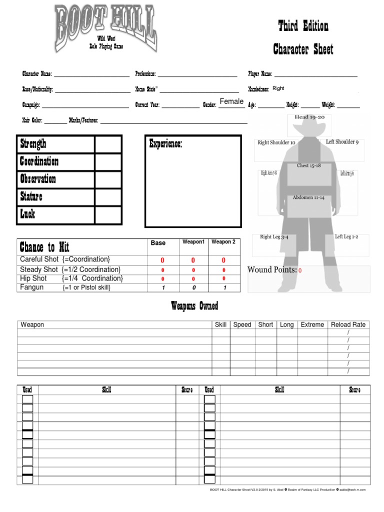 Fillable Character Sheet V2 PDF | PDF | Shotgun | Weaponry