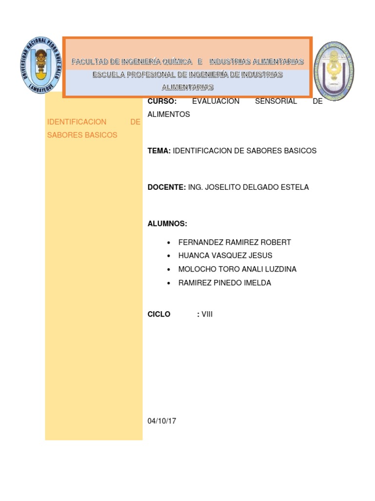 Identificacion de Sabores Basicos | PDF | Sacarosa | Sabor