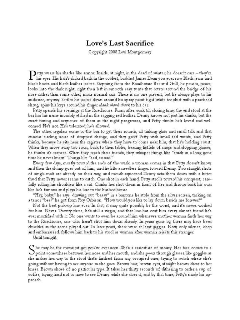 Love's Last Sacrifice -- a short story | Clothing | Leisure