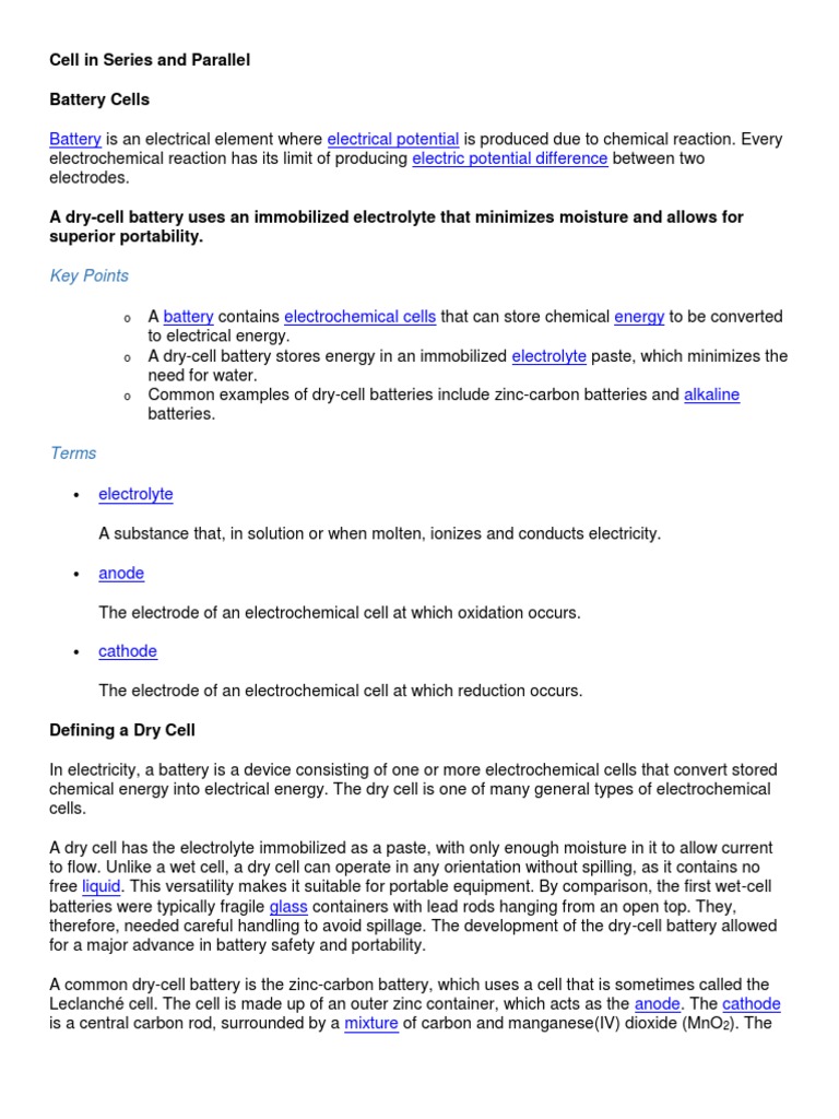 9.cell in Series and Parallel | PDF | Battery (Electricity ...