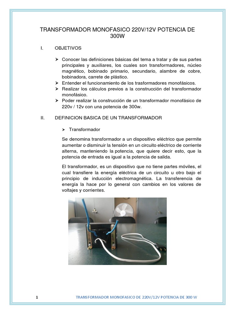 Transformador Monofásico | PDF | Transformador | Inductor