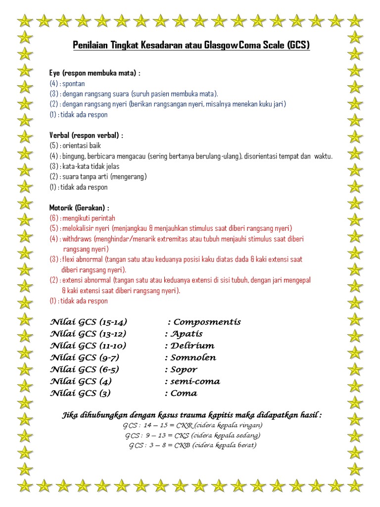 Penilaian Tingkat Kesadaran Atau Glasgow Coma Scale | PDF