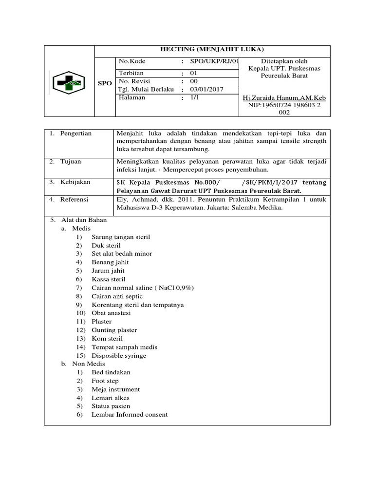 Sop Hecting | PDF | Pengembangan Diri | Kesehatan Holistik