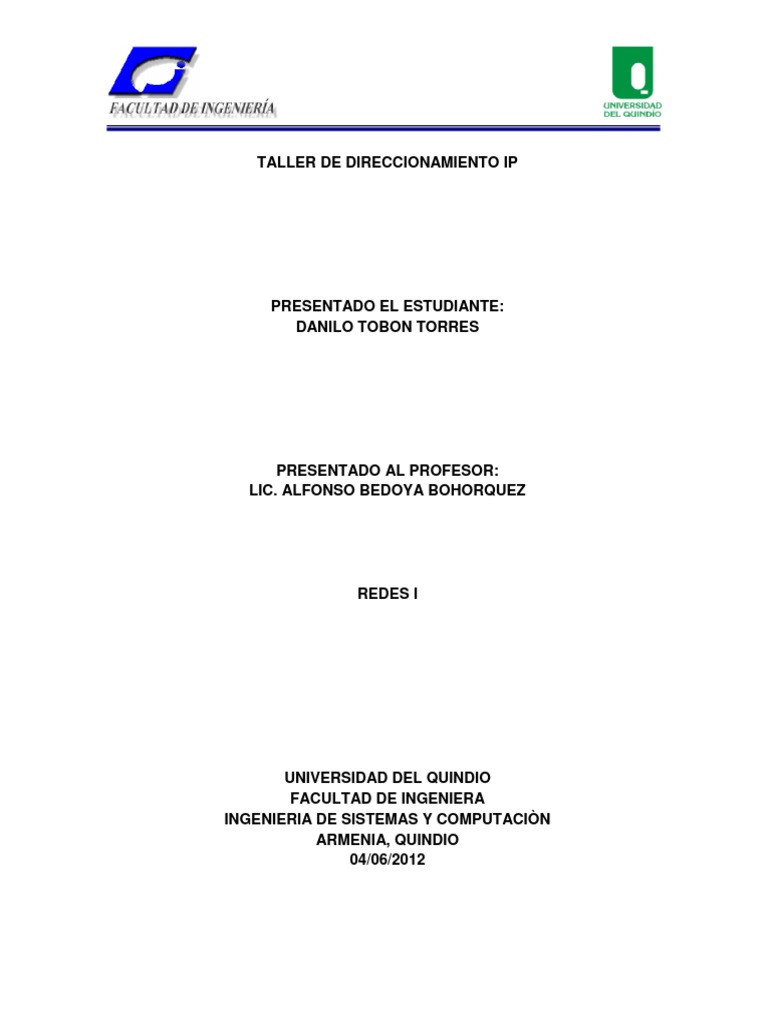 Taller Direccionamiento Ip PDF | PDF | sistema de nombres de dominio | Dirección IP
