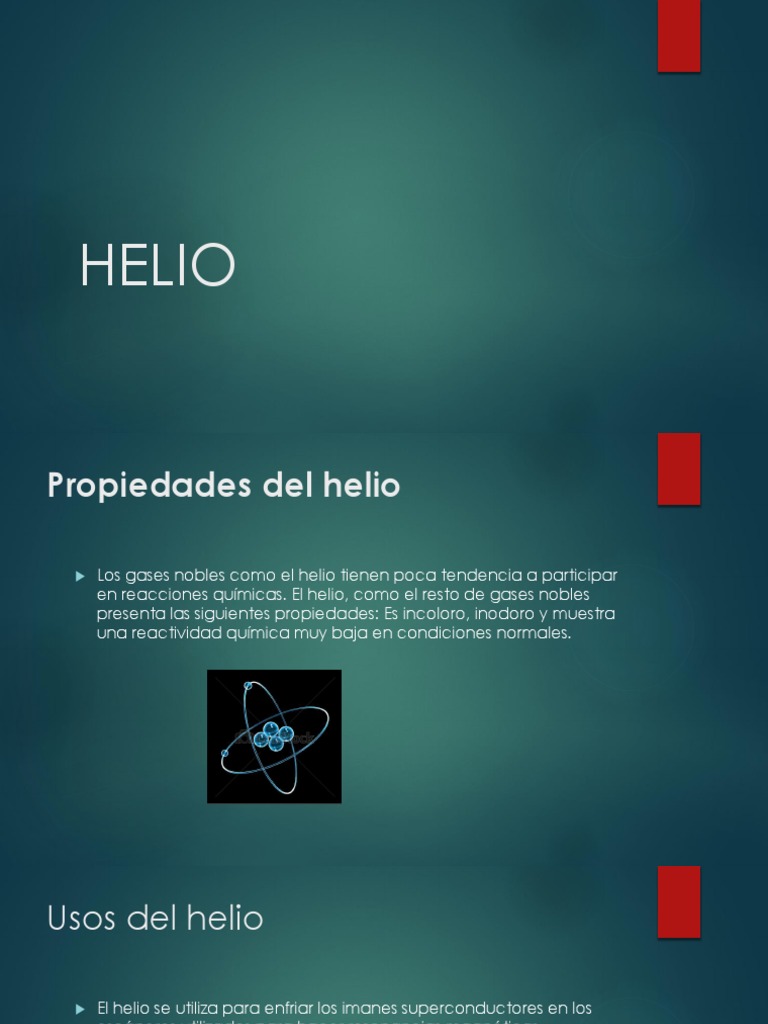 Usos y propiedades del helio | PDF | Helio | Química Física