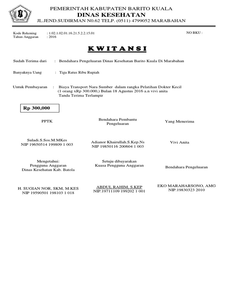 Kwitansi Transport Narasumber | PDF