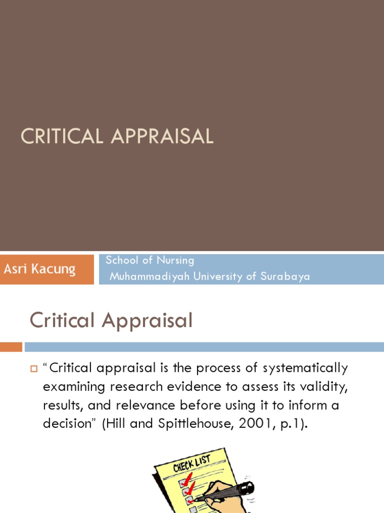 Critical Appraisal 1 | PDF | Performance Appraisal | Hypothesis