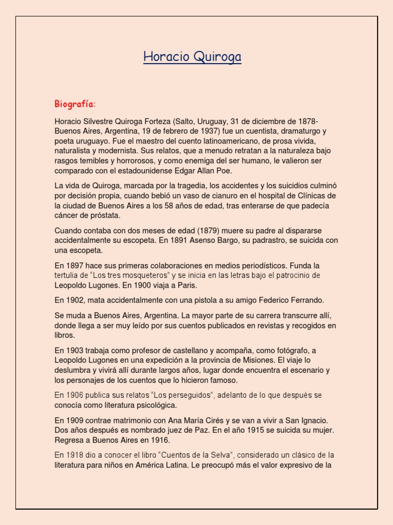 Análisis Obra Horacio Quiroga | PDF | Science | Ciencia filosófica