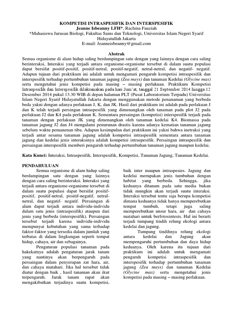 Kompetisi Intraspesifik Dan Interspesifik PDF | PDF Kompetisi Intraspesifik Dan Interspesifik PDF | PDF