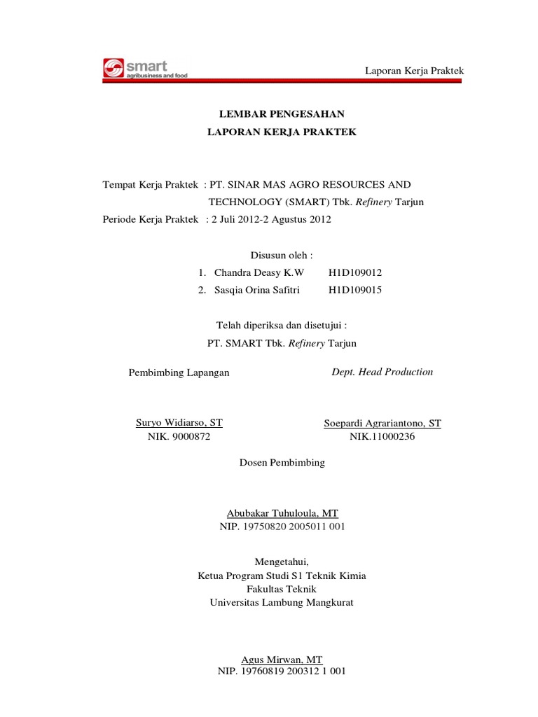 Laporan Kerja Praktek PT Sinar Mas Agro Resources and Technology SMART ...