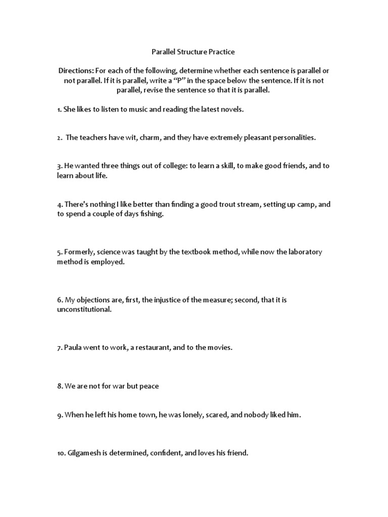 Parallel Structure Practice | PDF