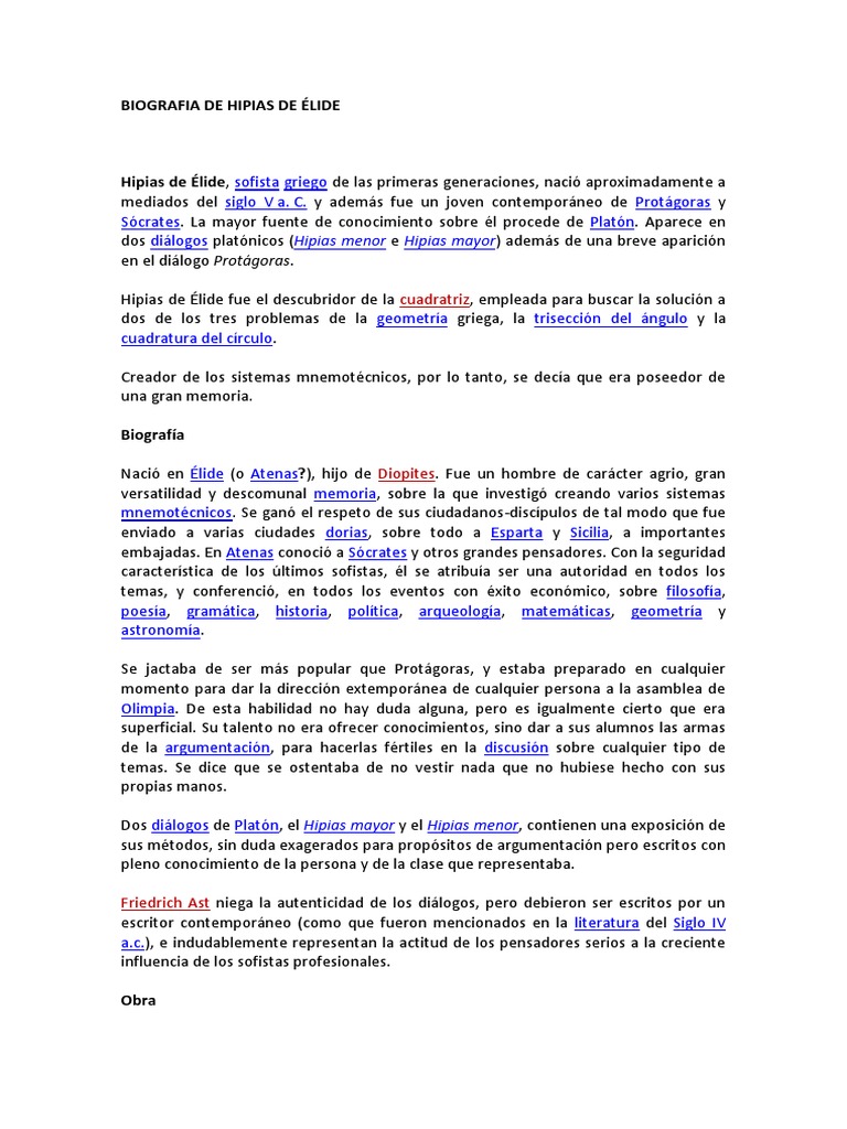 Biografia de Hippias | PDF | Science | Ciencia filosófica