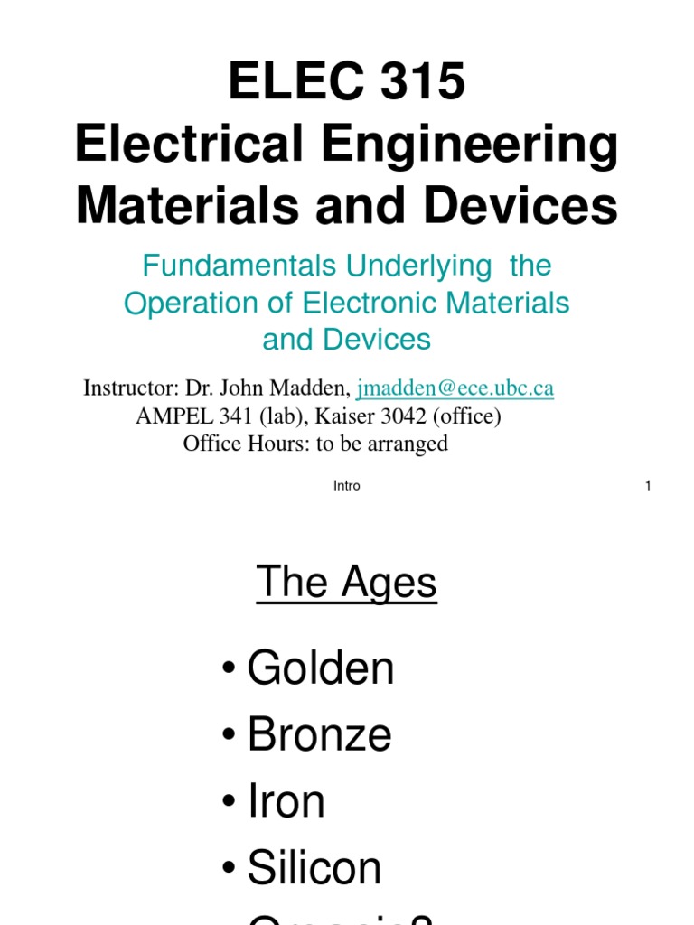 ELEC315 Intro 2017 Sept | PDF | Semiconductors | Dielectric