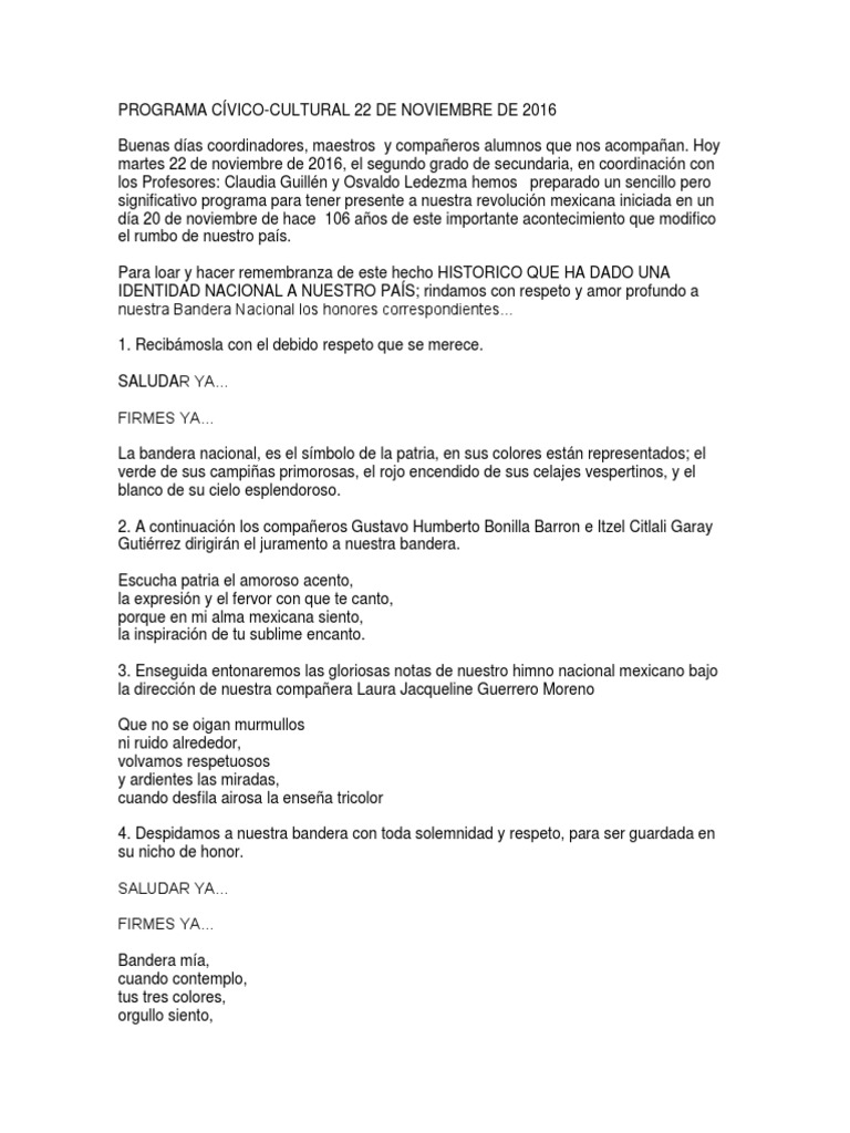 Programa Cívico 20 de Noviembre | PDF | Ciudad de México | México