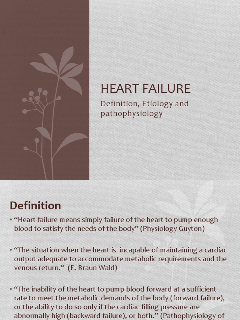 Heart Failure: Definition, Etiology and Pathophysiology | PDF | Heart ...
