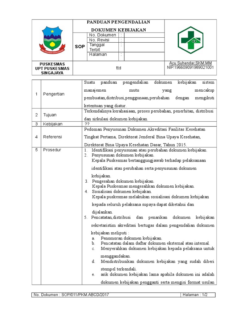 Sop Panduan Pengendalian Kebijakan | PDF