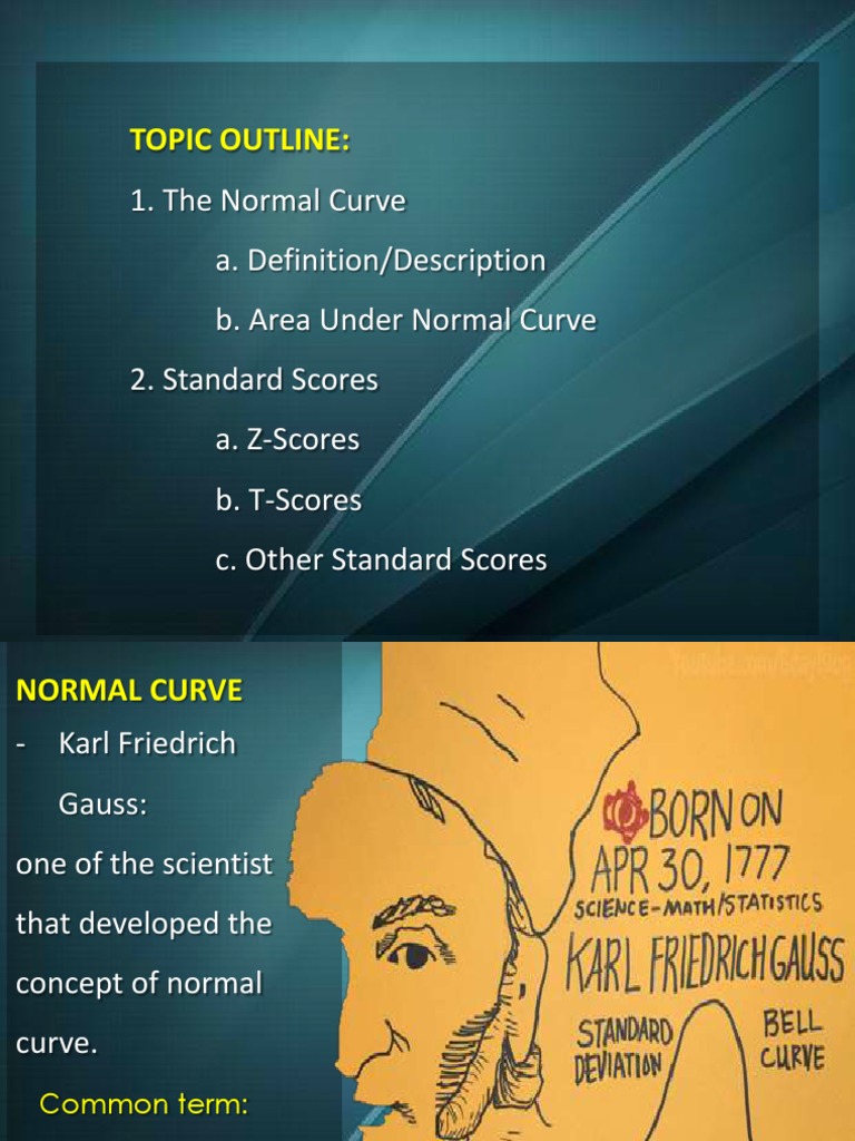 Topic Outline | PDF | Standard Score | Normal Distribution